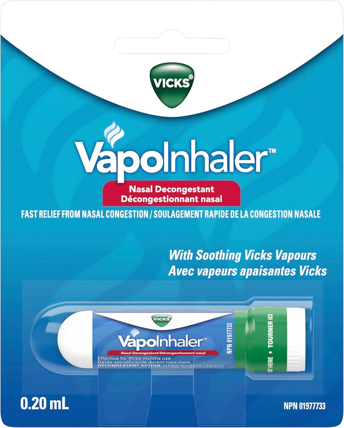 Vicks Vapoinhaler Nasal Decongestant with Soothing Vapors & VapoCOOL ...