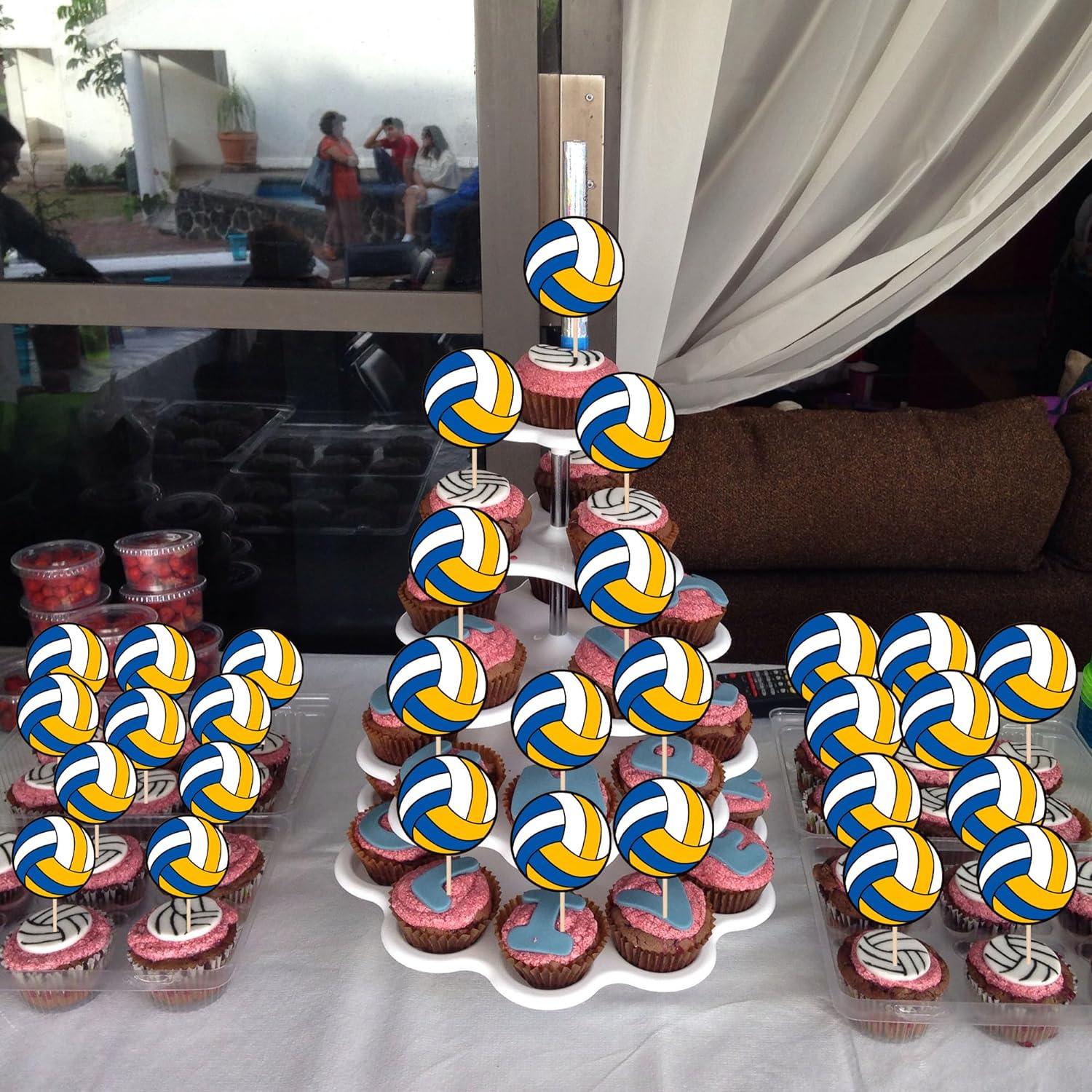 Rsstarxi 40 Pack Volleyball Cupcake Toppers Sports Ball Volleyball Game ...