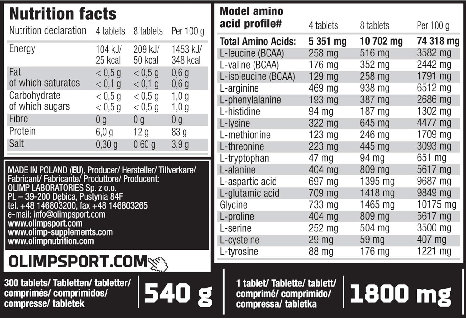 Olimp Sport Nutrition Gold Salmon 12000 Amino Mega Tabs - 300 Tablets ...