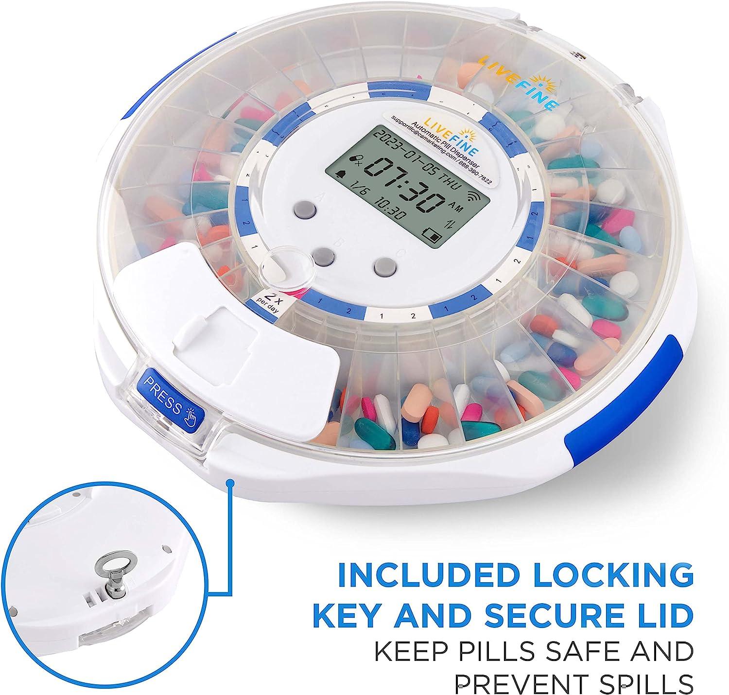 LiveFine Smart WiFi Automatic Pill Dispenser with Clear Lid | 28-Day ...