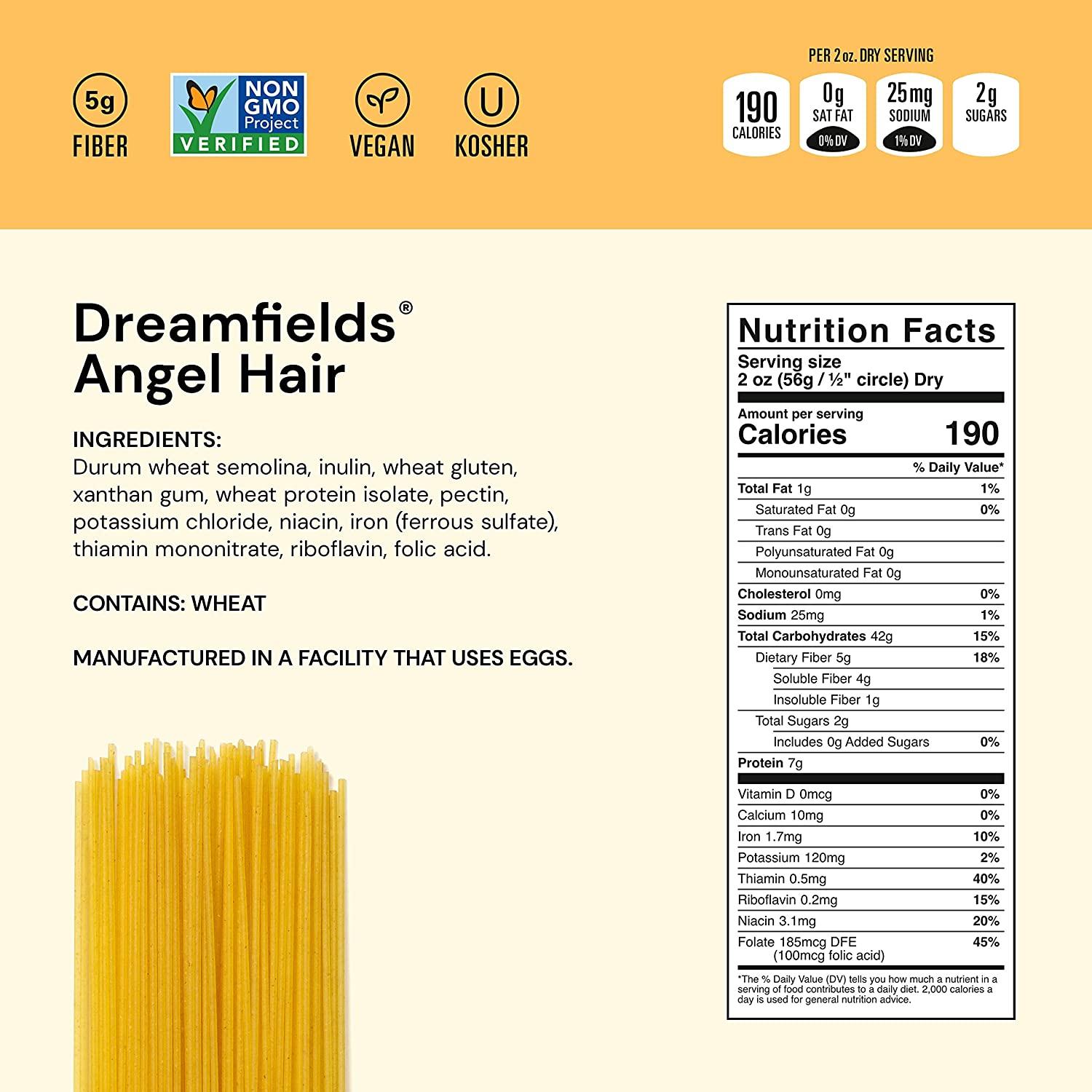 Dreamfields Healthy Pasta Living Angel Hair, 13.25-Ounce Boxes (Pack of 10)