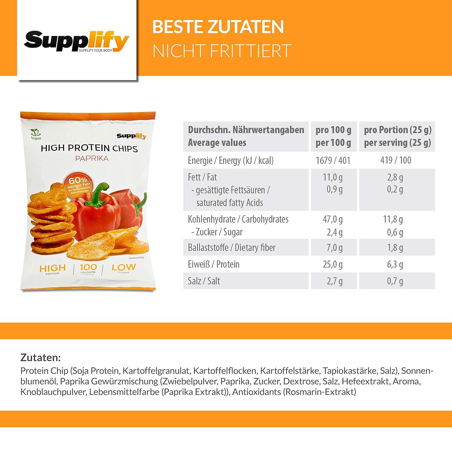 Buy Supplify Protein Chips (Paprika Vegan) - Delicious Protein Snack ...