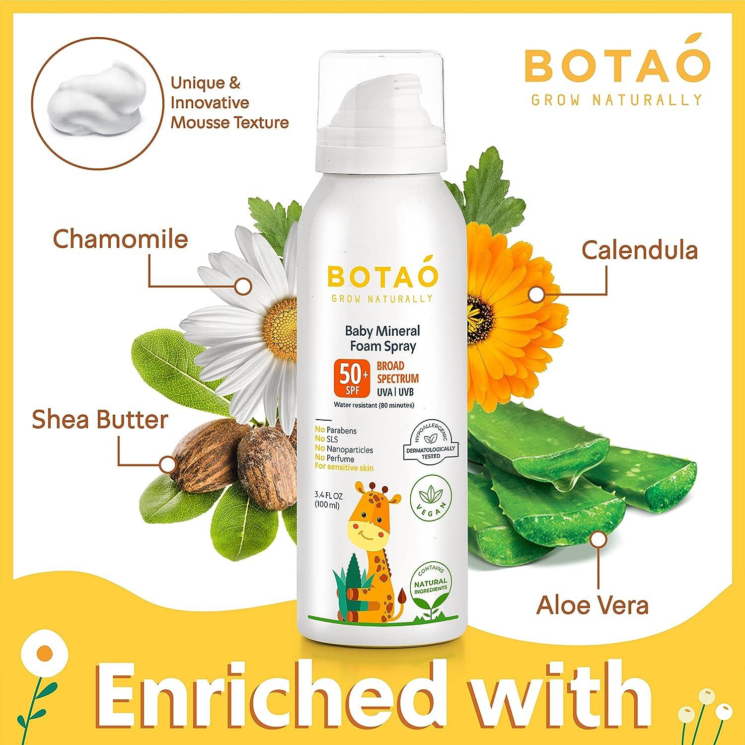Botao Baby's SPF50 Mineral Sunscreen Foam Spray - 3.4 Oz | Broad ...