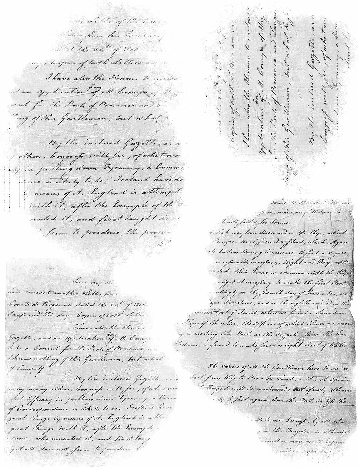 Script Pieces Overlay Rice Paper 8 x 10.5 inch - 6 x Different Printed ...