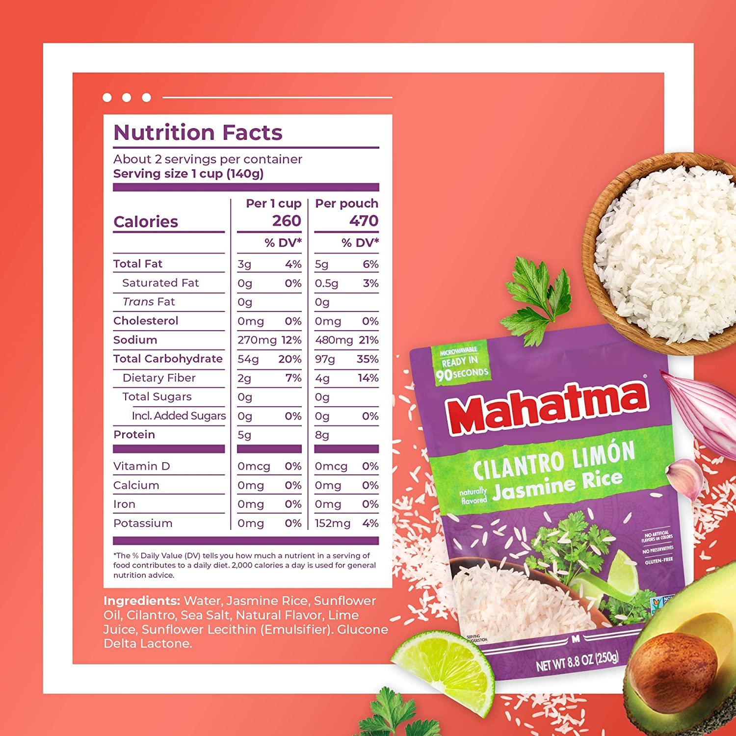Mahatma Cilantro Lim n Flavored Jasmine Rice - Precooked ...