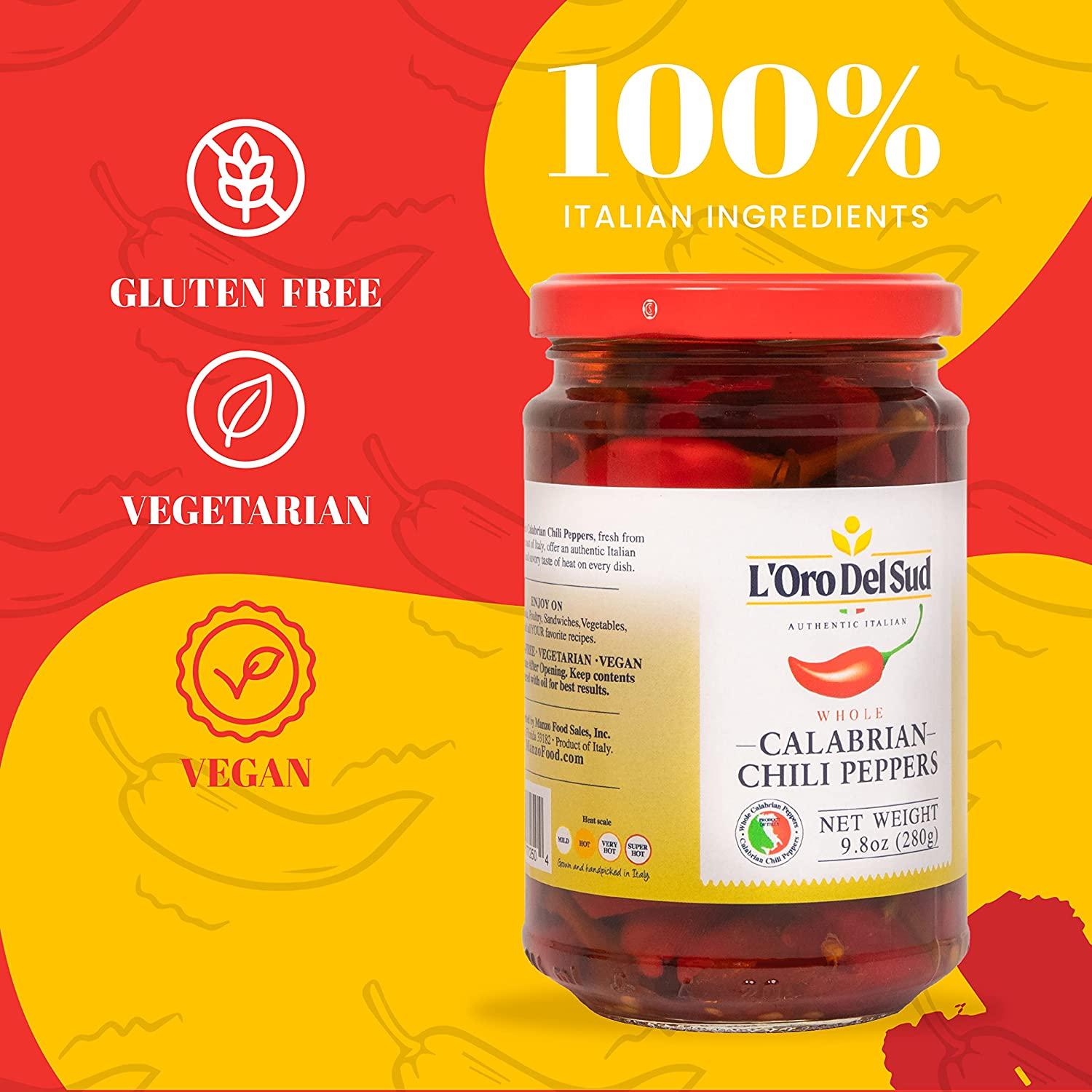 Calabrian Chili Peppers 9.8 oz - Grown and Packed in Calabria Italy ...