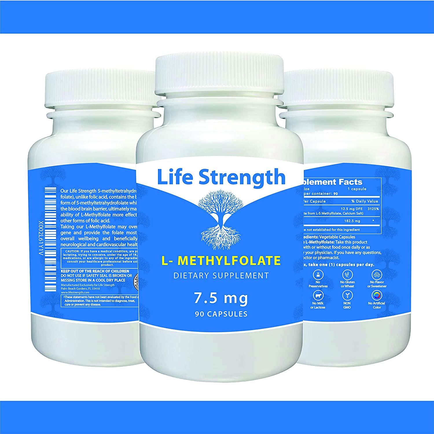 Life Strength L-Methylfolate 7.5 MG - 5-MTHF Supplement for Mood ...