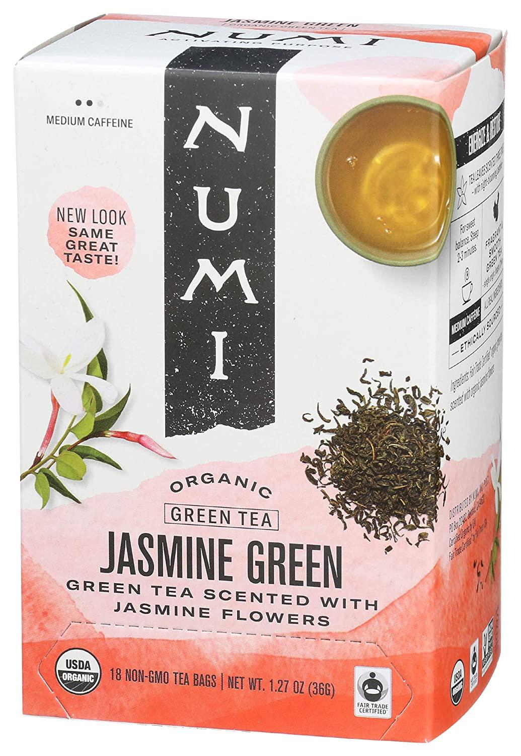 Numi Organic Jasmine Green Tea - 18 Count - Premium Organic Tea Bags ...