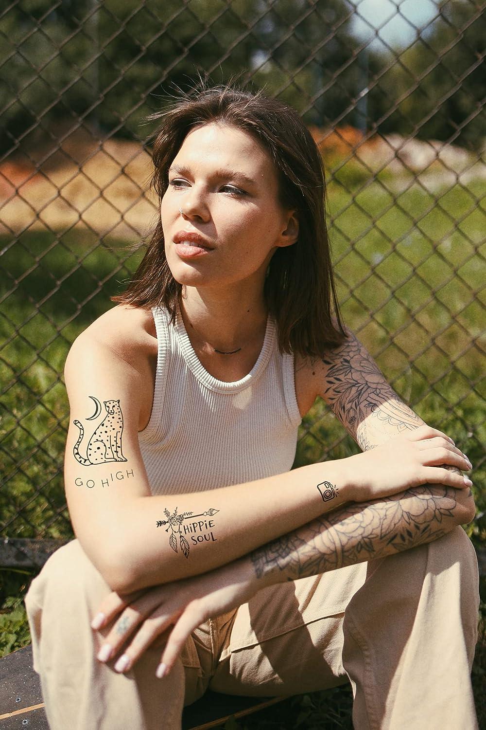 Tatsy Hippie Temporary Tattoo Set for Women and Men - Original ...