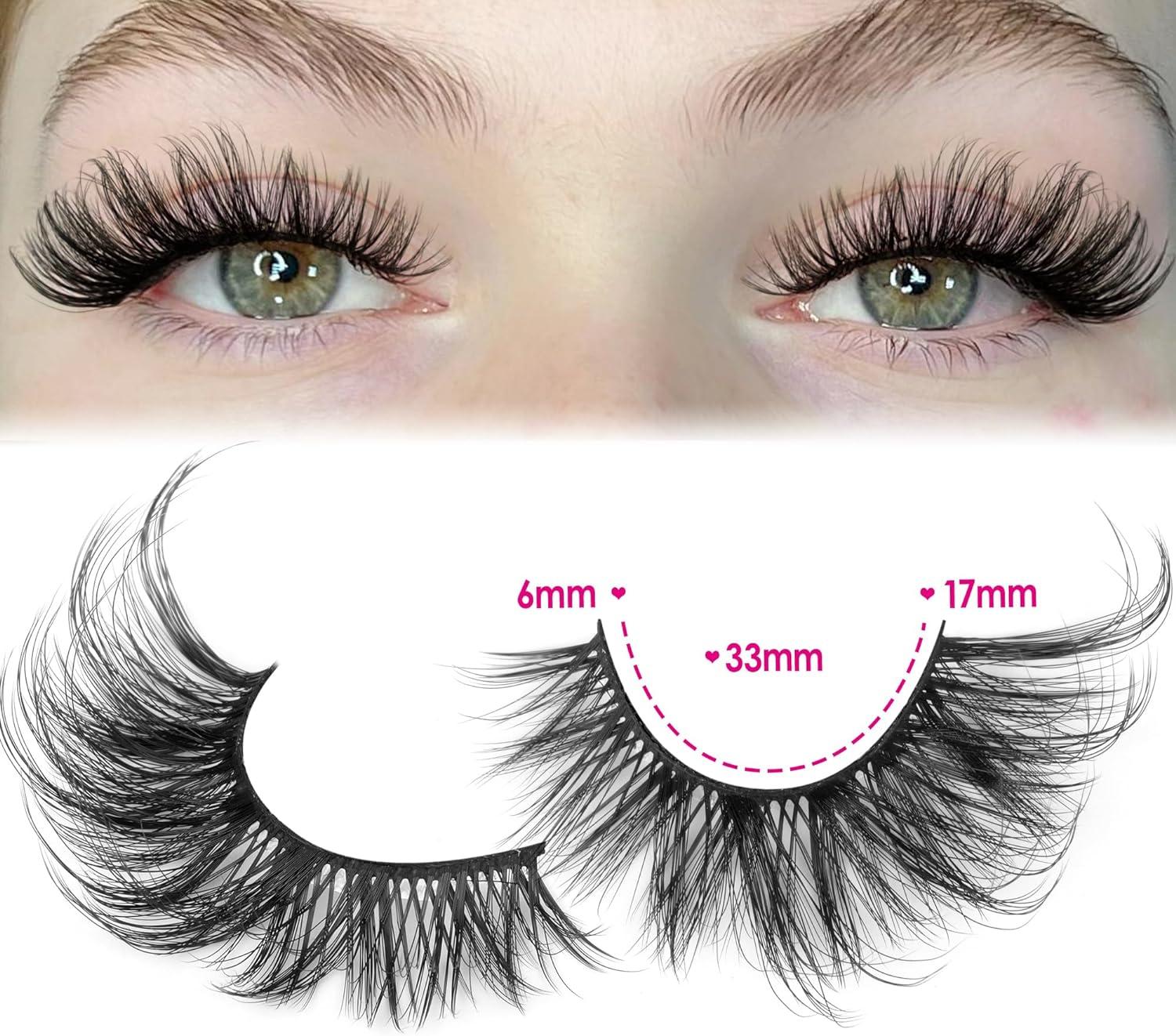 JIMIRE Cat Eye Lashes Faux Mink Fluffy Lashes Fox Eye Eyelashes 16MM ...
