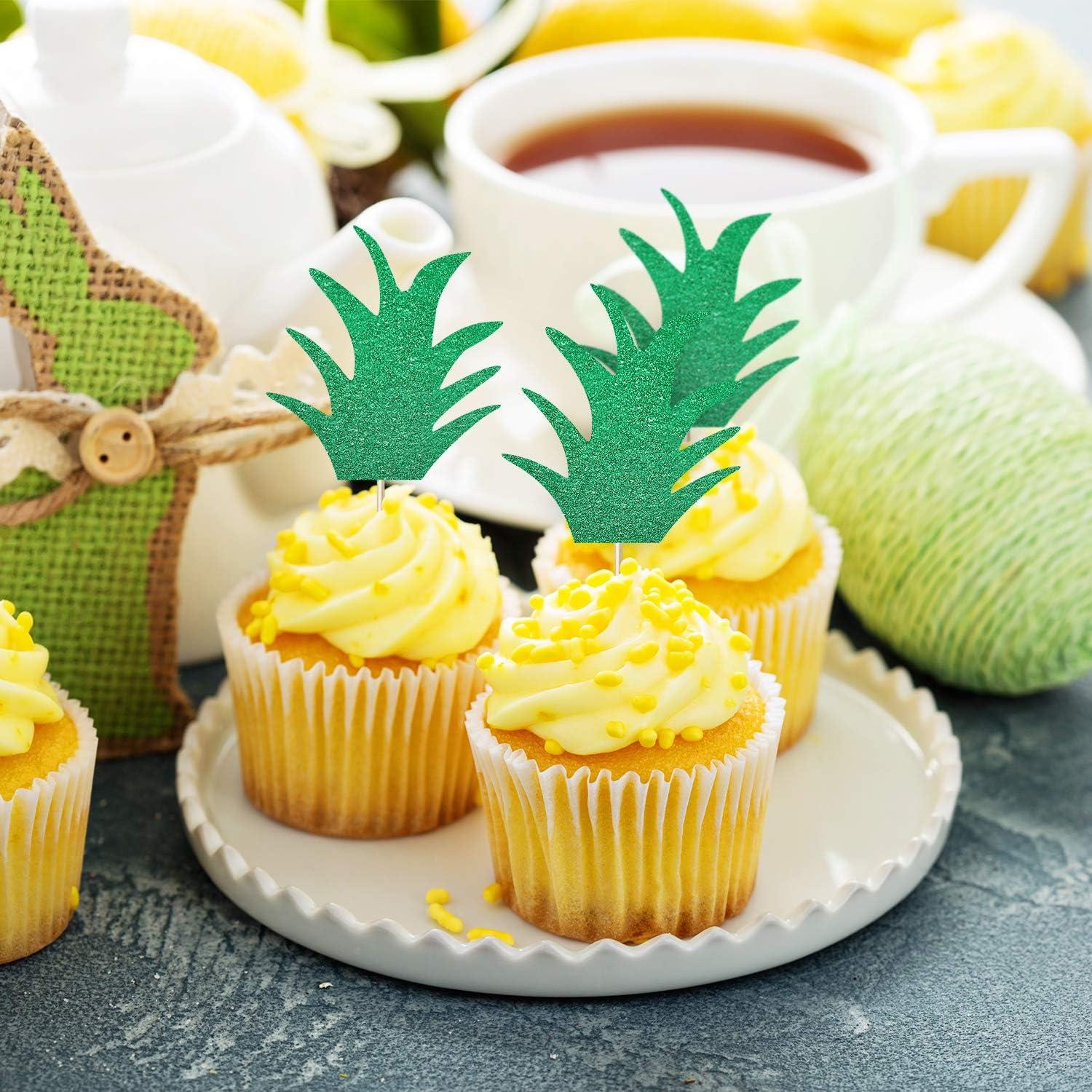 22 Pieces Glitter Pineapple Cupcake Topper Set Big Pineapple Topper ...