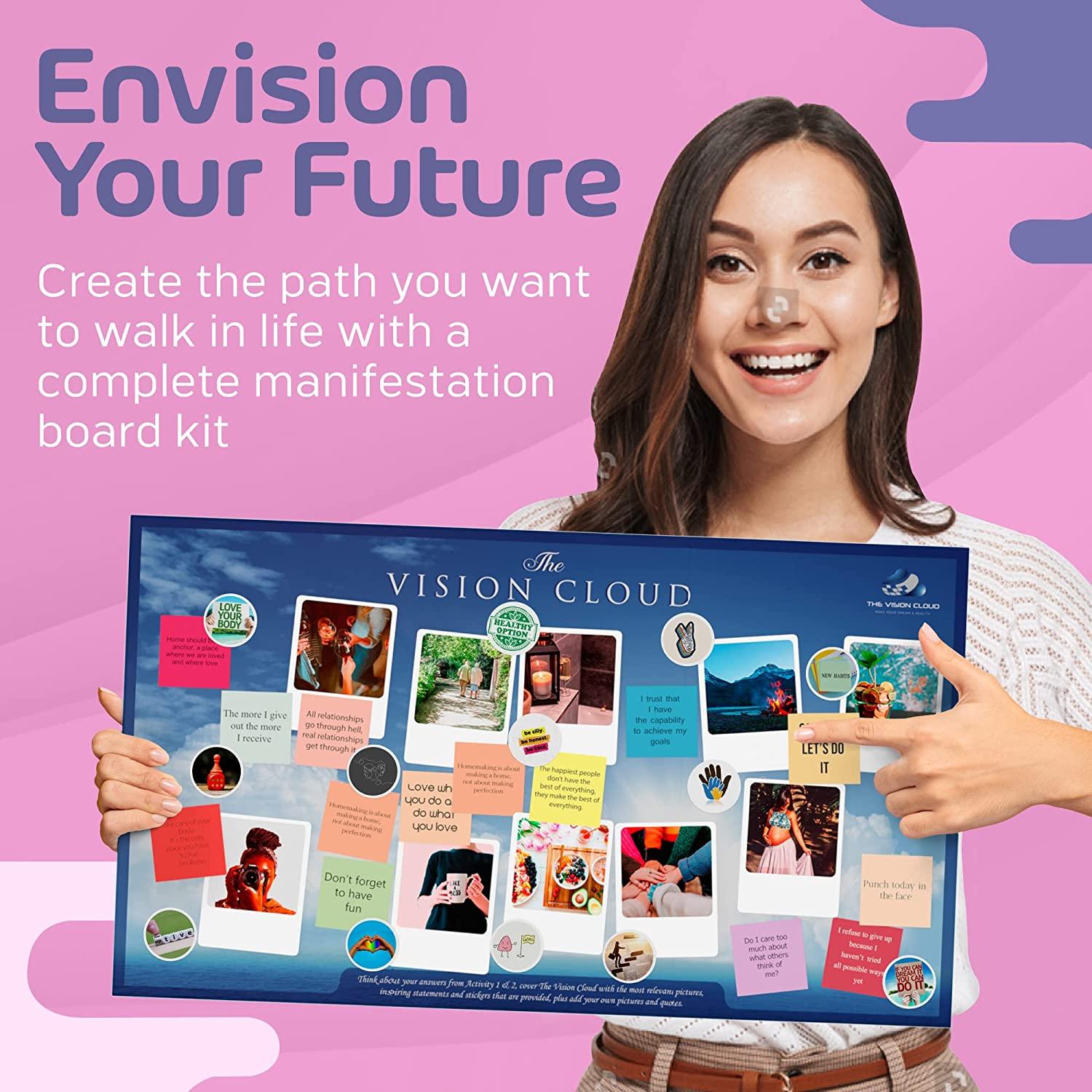 Vision Cloud Vision Board Kit for Women - Dream Board with 100 Pictures, 60 Affirmation Cards ...