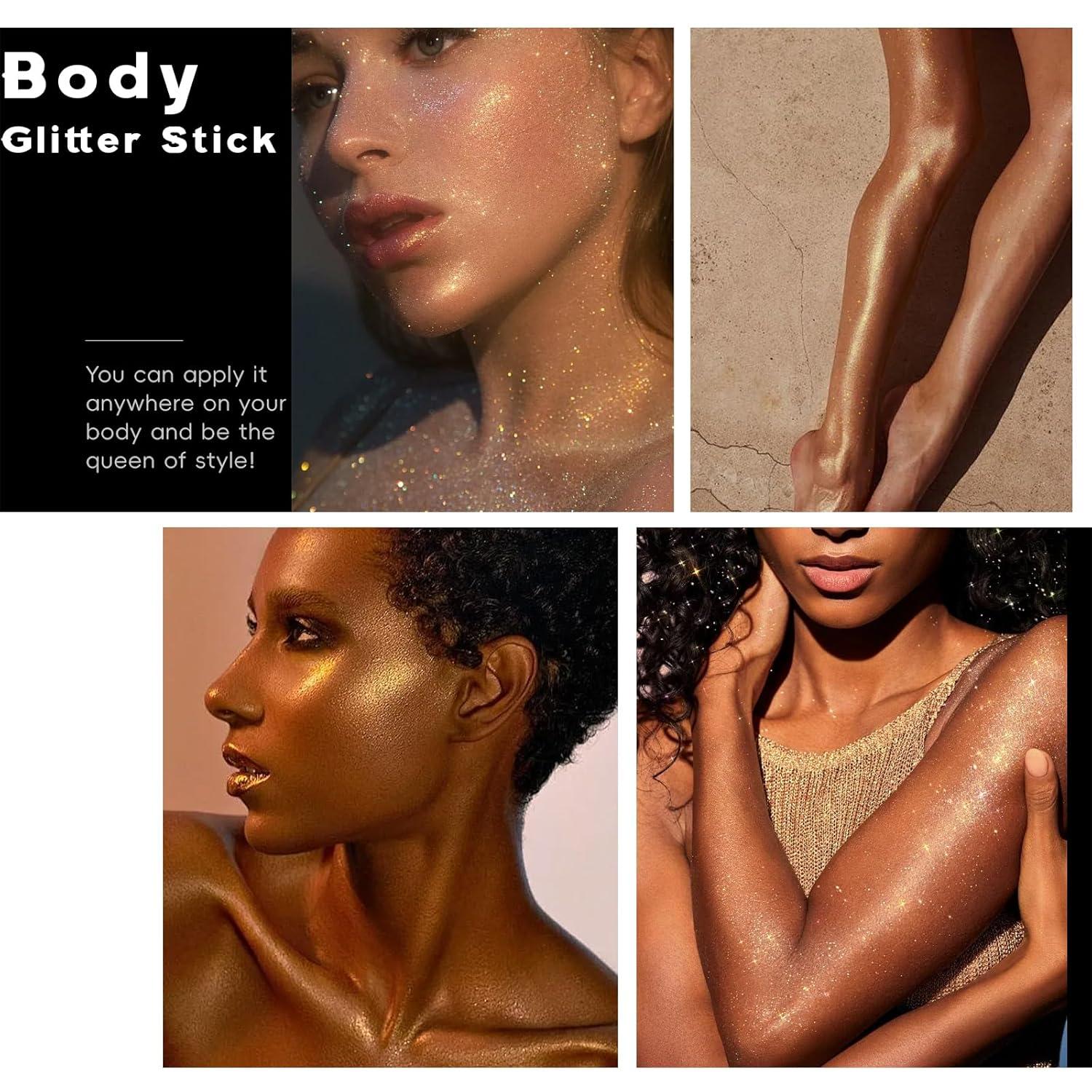 Body Glitter Shimmer Stick - Moisturizing Highlighter for Eye Lip ...