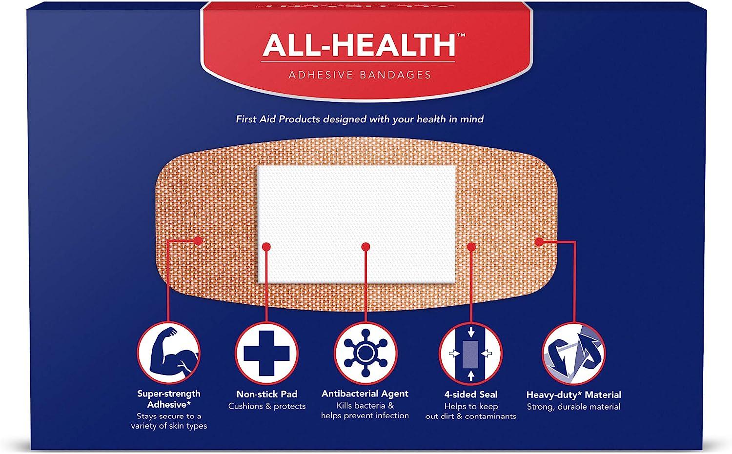 All Health Antibacterial XL Adhesive Bandages 1.75x4 - 30 ct | Extra ...