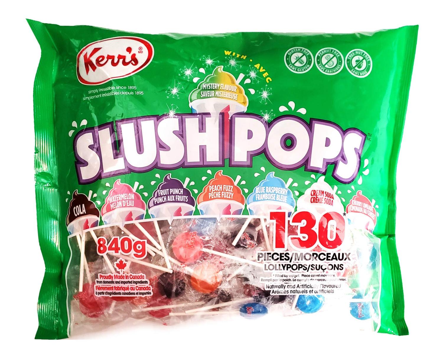 Kerr's Lollipops Slush Pops 7 Flavours - 130 Count 840 Grams