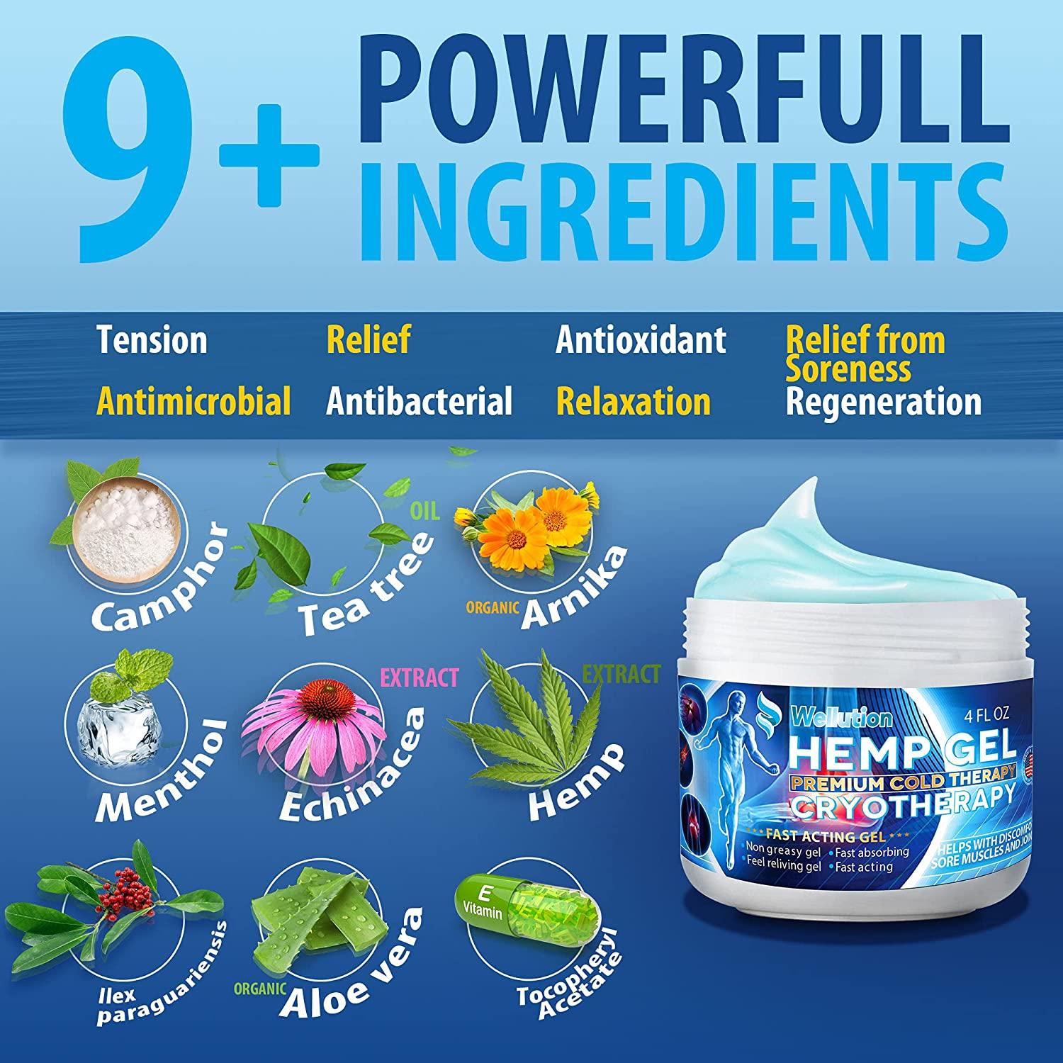 Hemp Gel Cryotherapy Joint & Muscle - High Strength Formula with ...