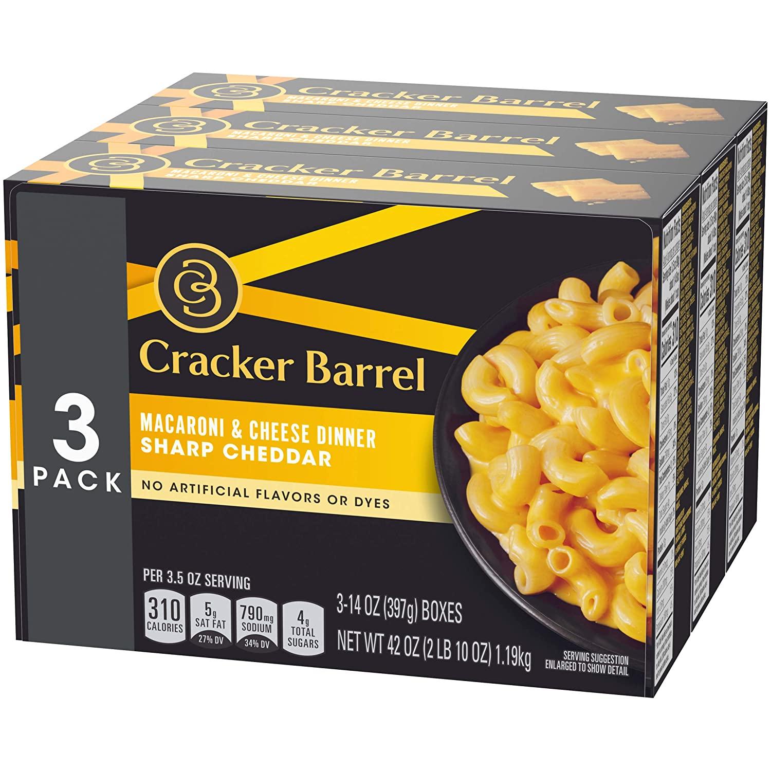 Cracker Barrel Sharp Cheddar Mac & Cheese Dinner - 3 Pack, 14 oz Boxes ...