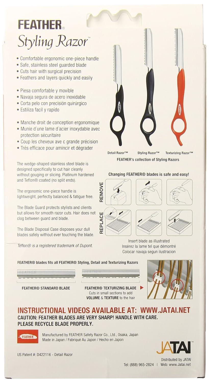 Feather Detail Razor with Standard Kit - Premium Black Shaving Tool for ...