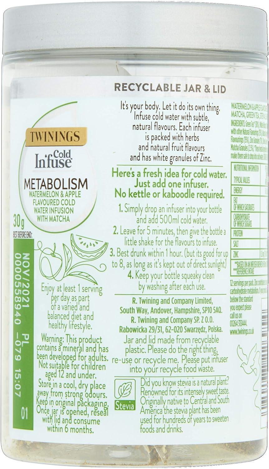 Twinings Cold Infuse Metabolism 12 Infusers - Watermelon Apple & Matcha ...