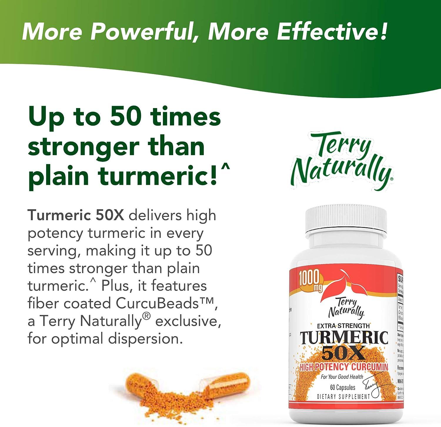 Terry Naturally Turmeric 50X - Extra Strength Curcumin Capsules for ...
