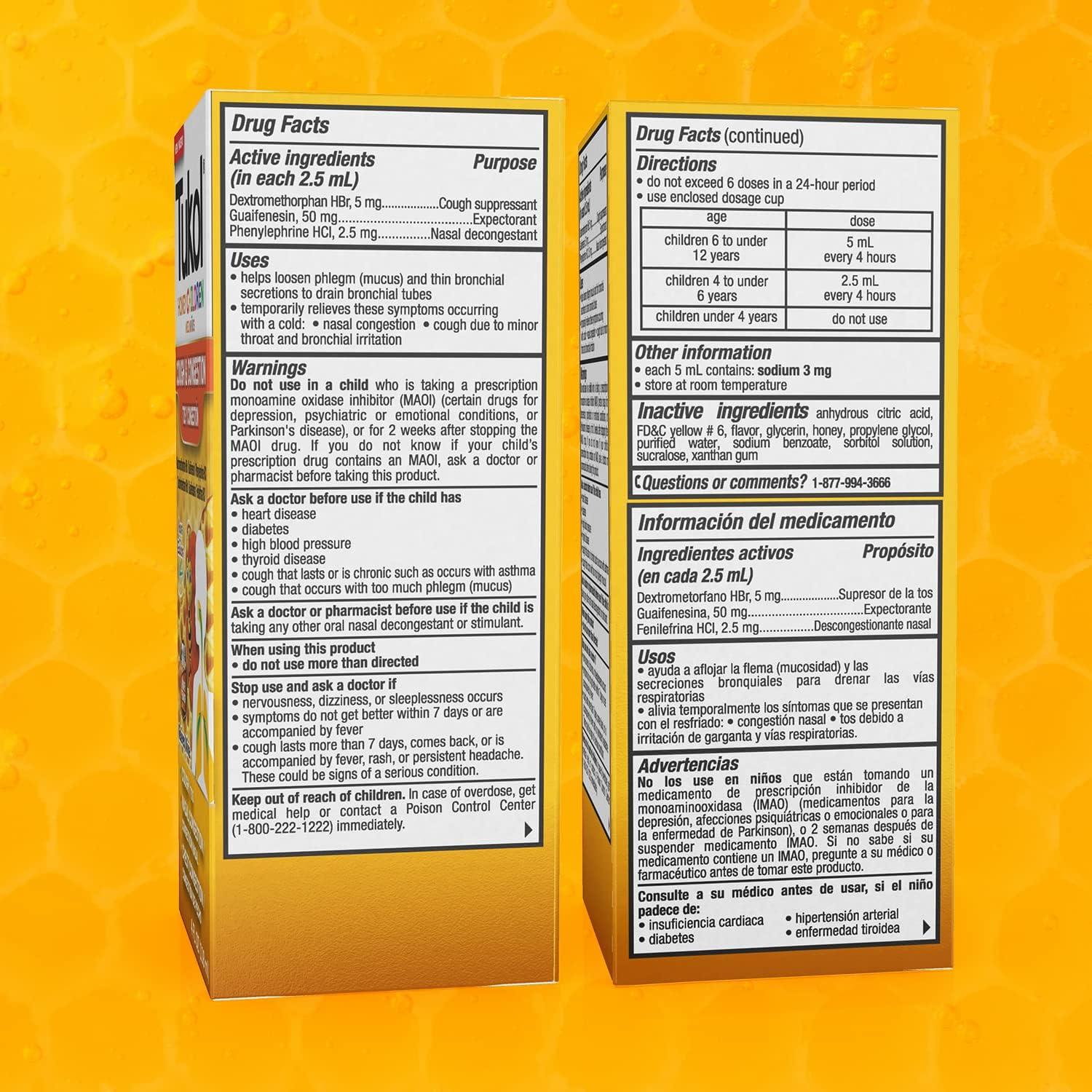 TUKOL Honey Children Cough & Congestion Relief - 4 oz Cough Medicine ...