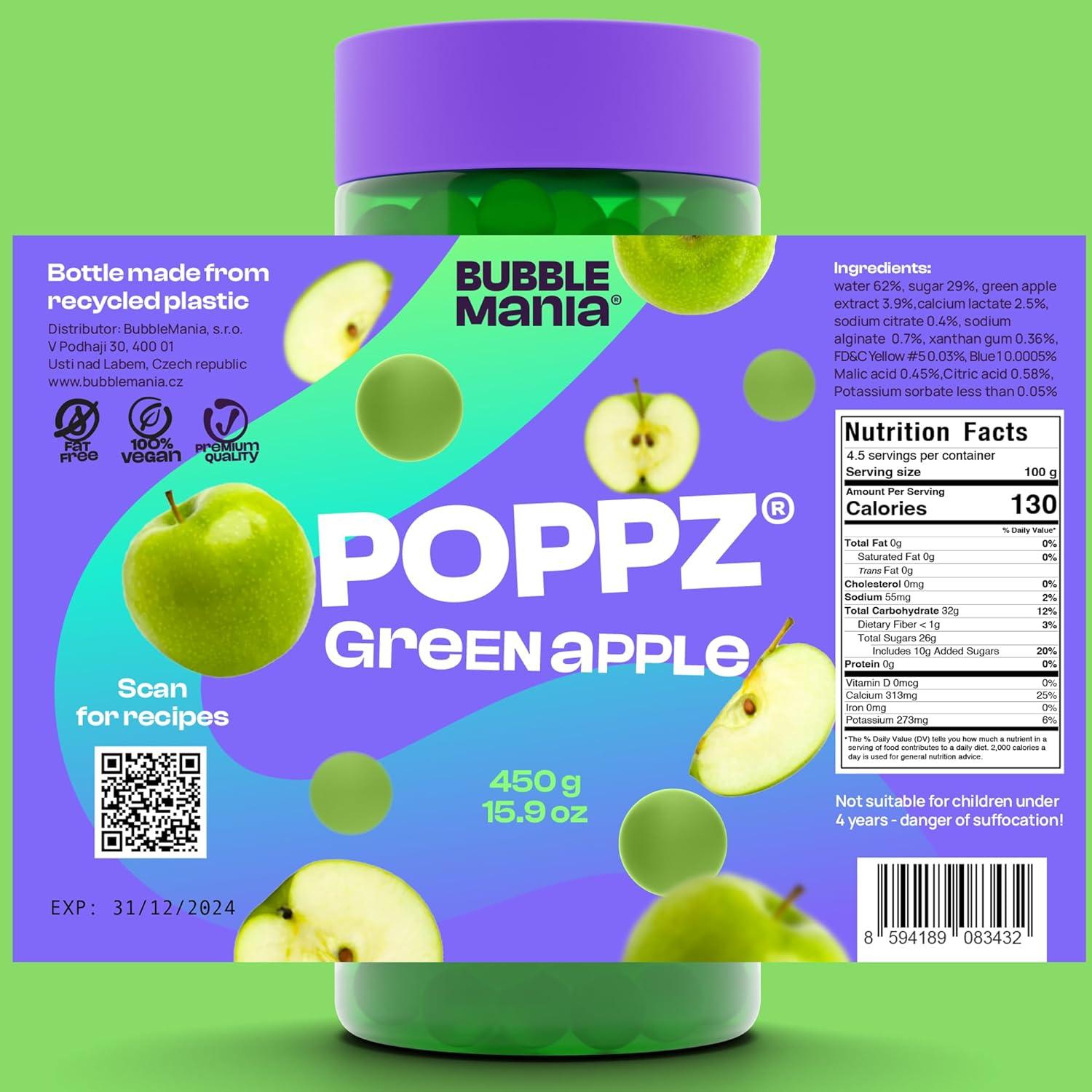 POPPZ Green Apple Popping Boba Pearls for Bubble Tea - Fruit Juice ...