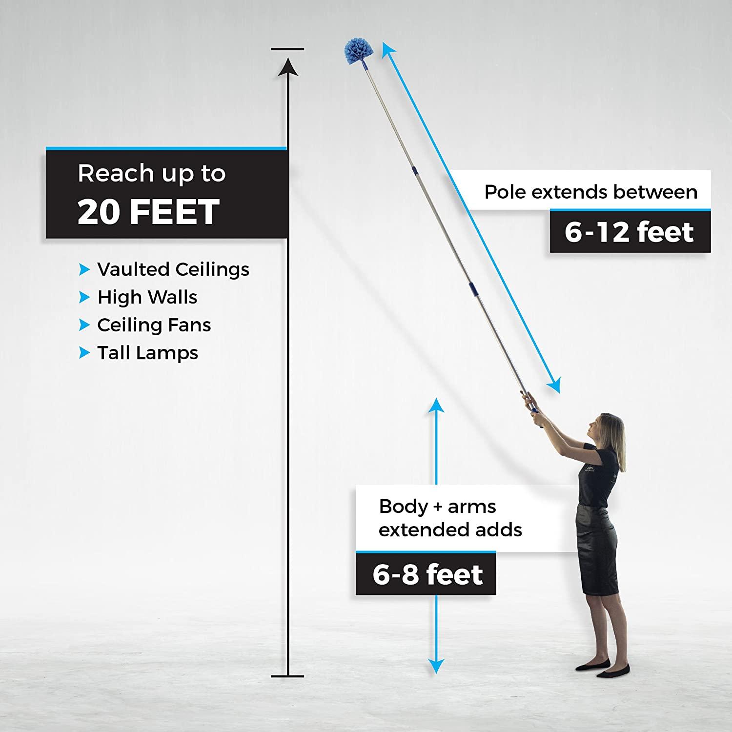 Extendable 20-Foot Cobweb Duster with Aluminum Pole | Ceiling Fan ...