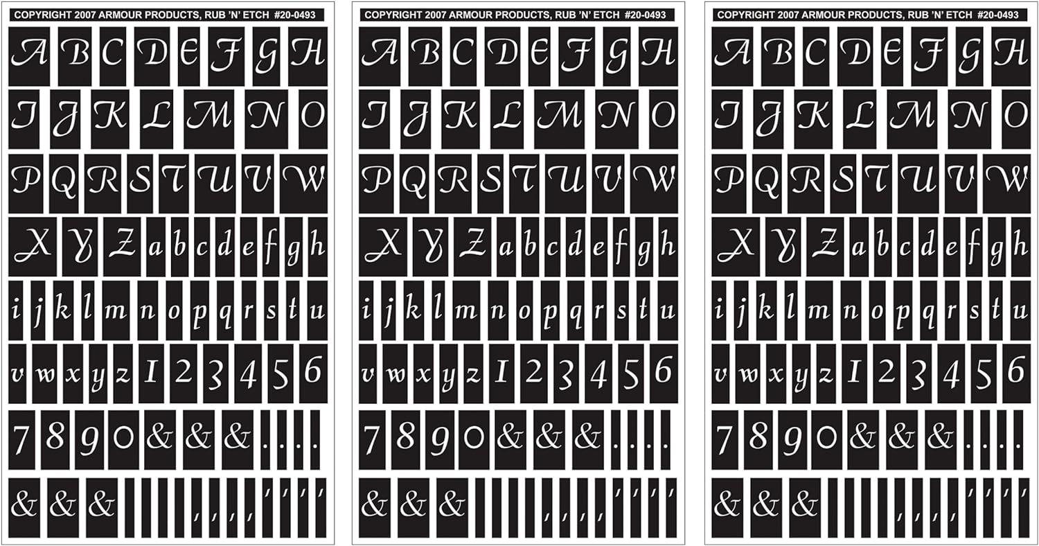 Armour Products Rub n' Etch Glass Etching Stencils 5 inch x 8 inch 3 ...