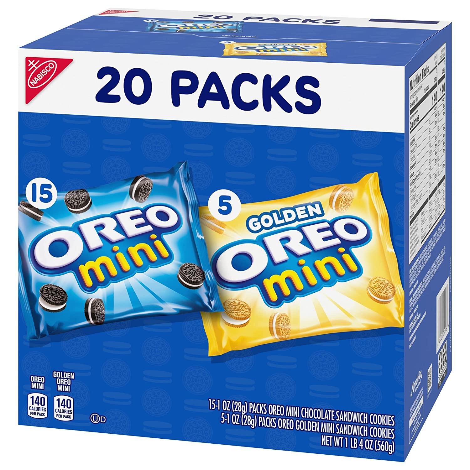 OREO Mini Mix Sandwich Cookies Variety Pack - 20 Snack Packs ...