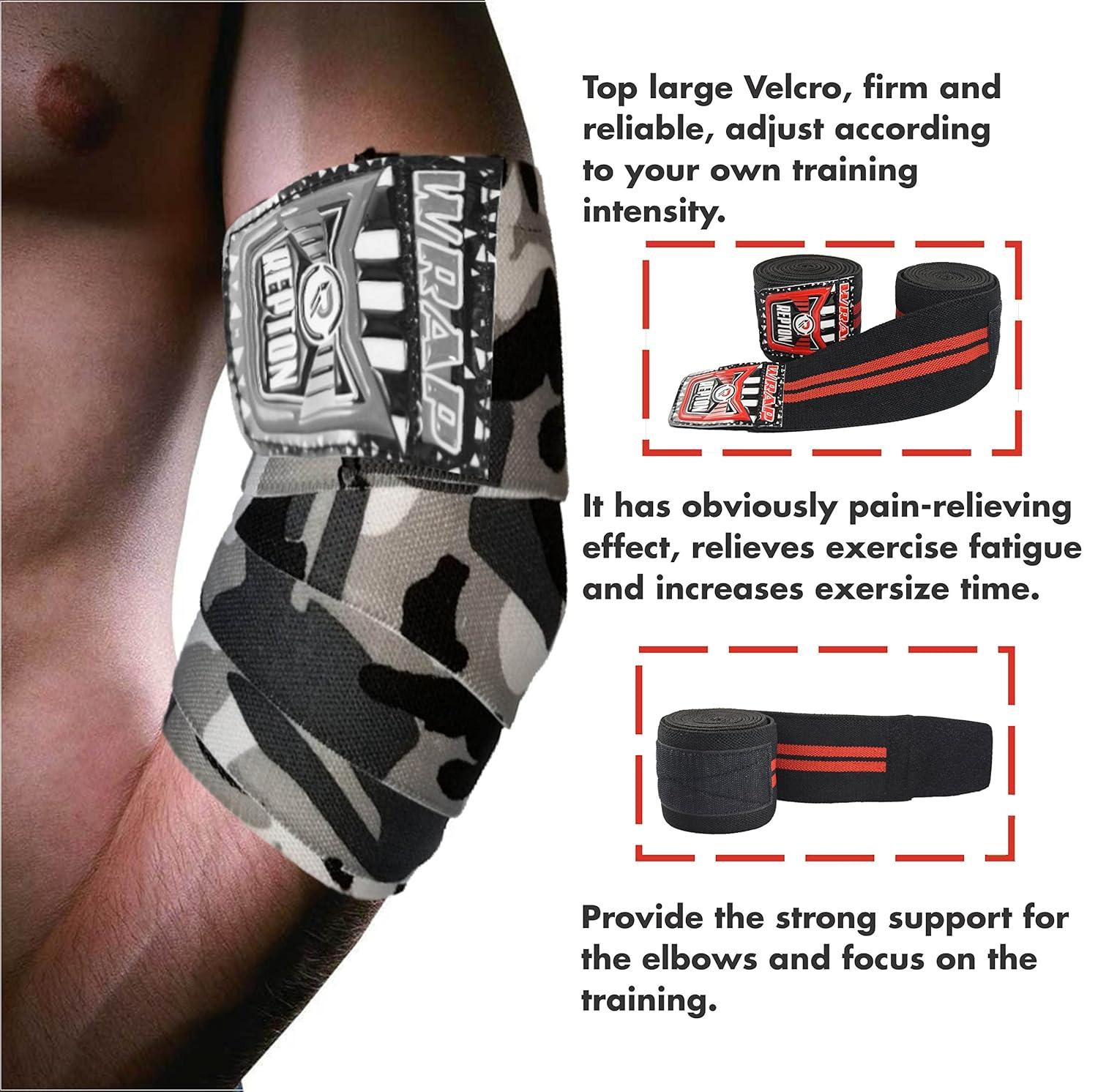 REPTON Elbow Wrap Elbow Sleeves Support for Weightlifting Powerlifting ...