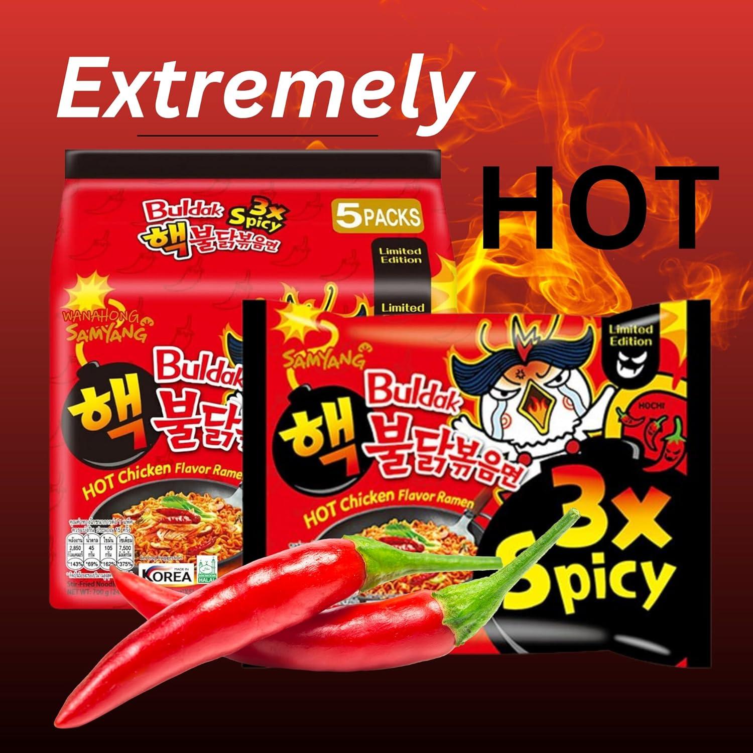 Samyang Hot Chicken Flavour Buldak Ramen Noodles Spicy Hot Triple (3x ...