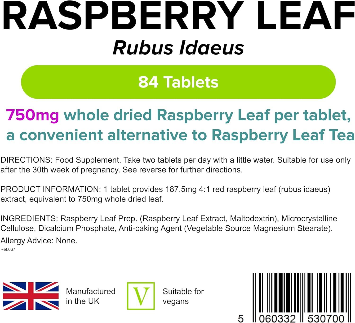 Lindens Raspberry Leaf 750mg Tablets - 84 Pack (6 Weeks Supply) | For ...