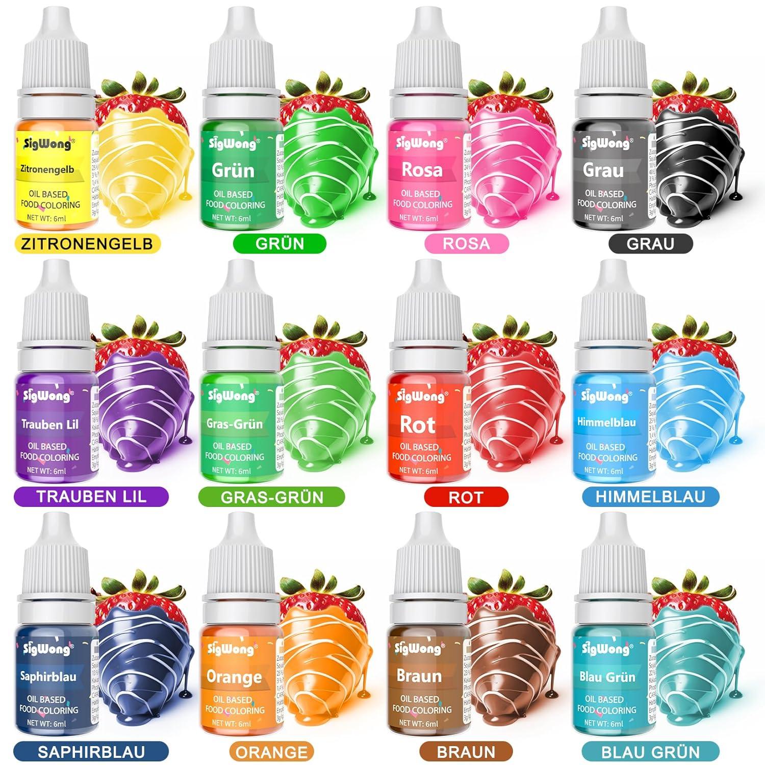 Fat-Soluble Food Coloring Set for Chocolate - 12 x 6ml Vibrant Colors ...