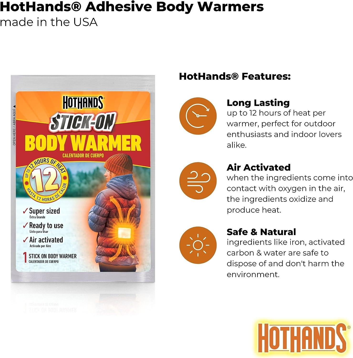 HotHands Body Warmers with Adhesive - Long Lasting Safe Natural ...
