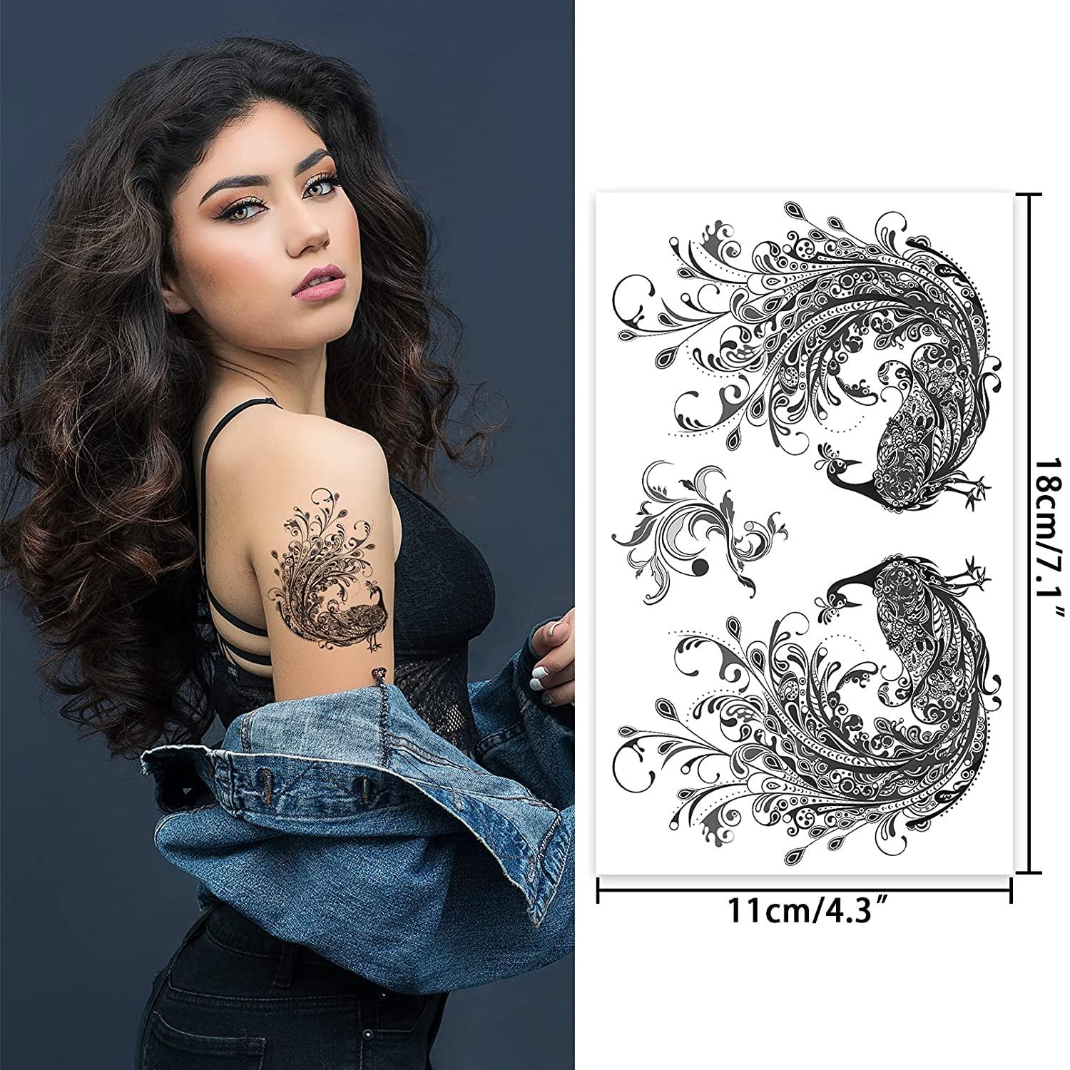 Aresvns Black Henna Tattoos | Fashion Women Henna Stickers | Waterproof ...