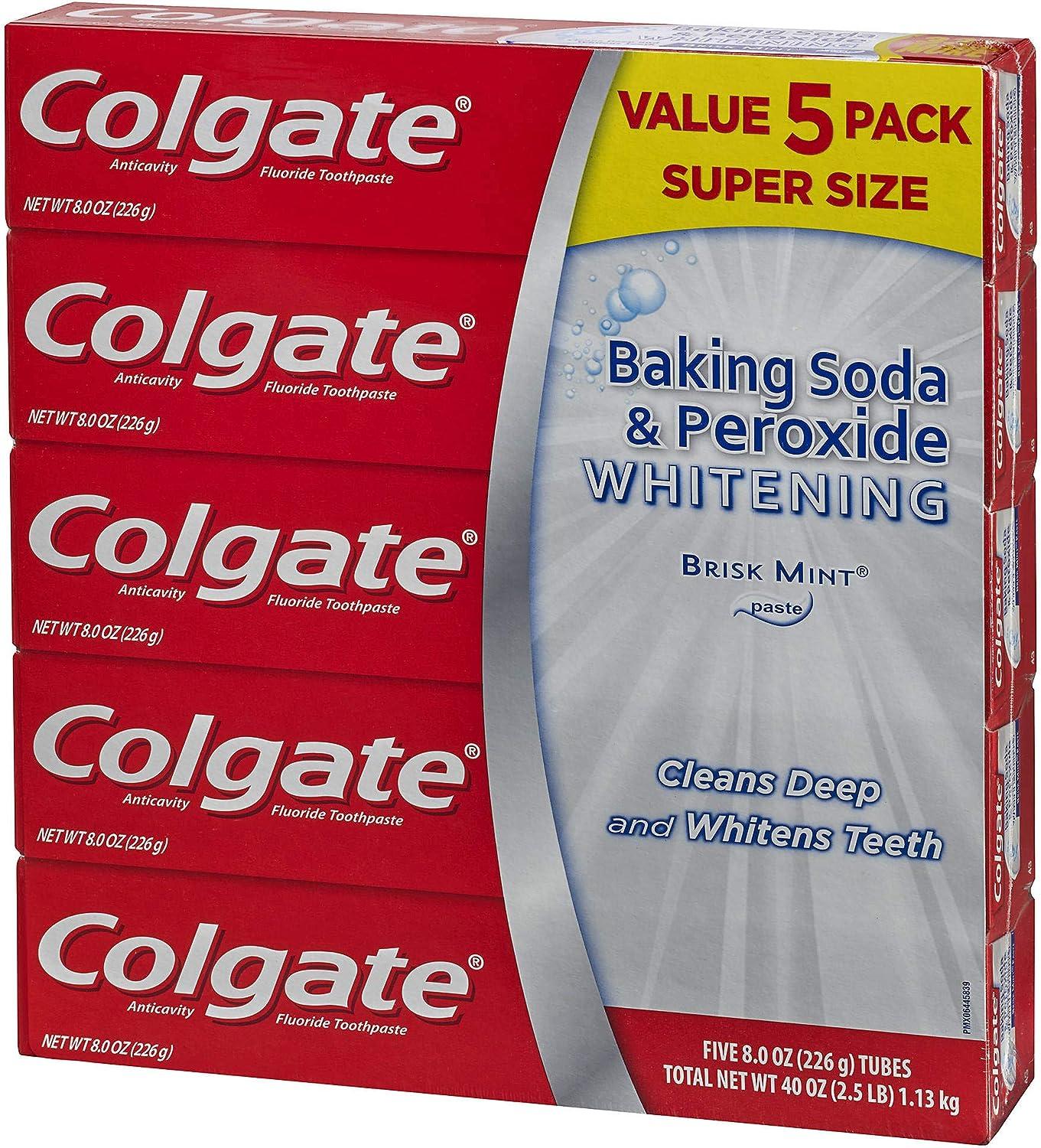Colgate Baking Soda and Peroxide Whitening Toothpaste 5 pk./8 oz ...