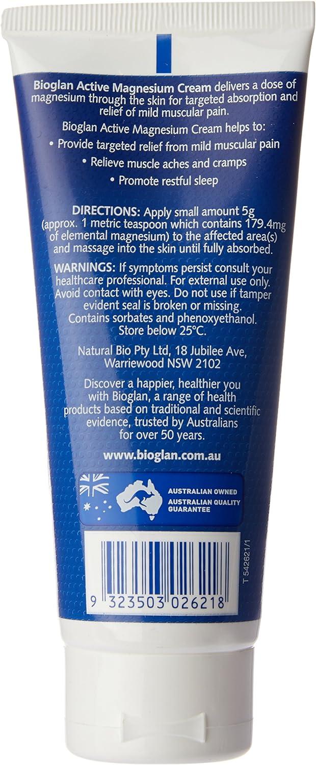 Bioglan Active Magnesium Cream 100g - Fast Absorbing Relief for Muscles ...