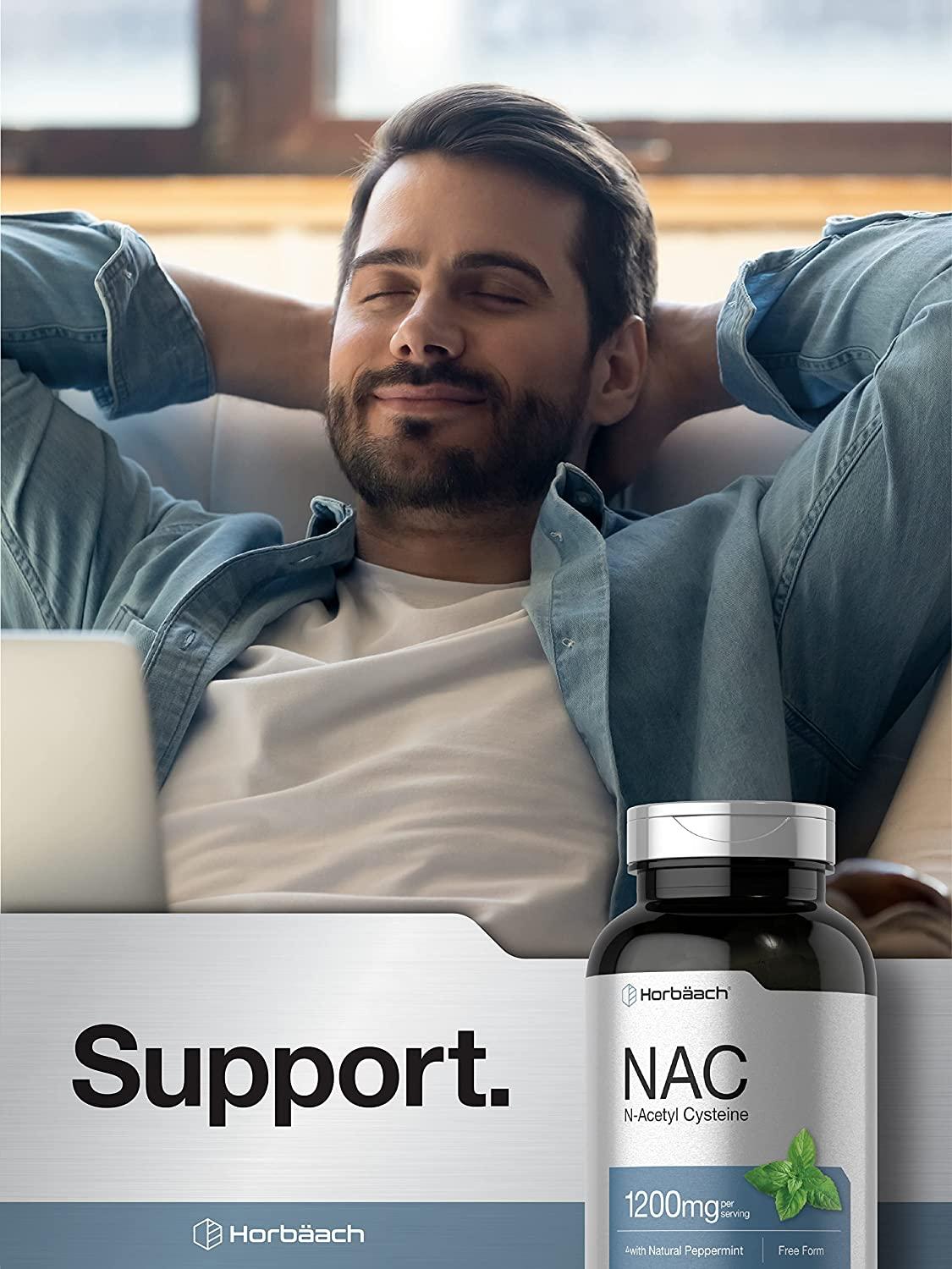 NAC Supplement 1200mg 250 Caplets with Natural Peppermint | Non-GMO ...