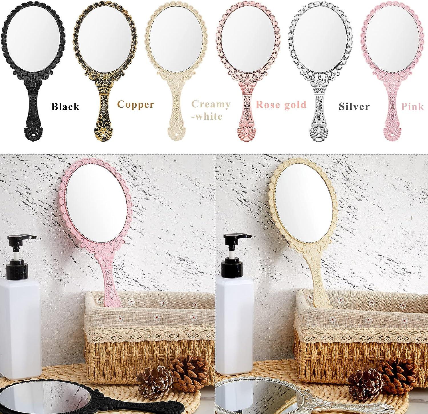 12-Piece Vintage Handheld Mirror Set - Embossed Flower Design, Portable ...