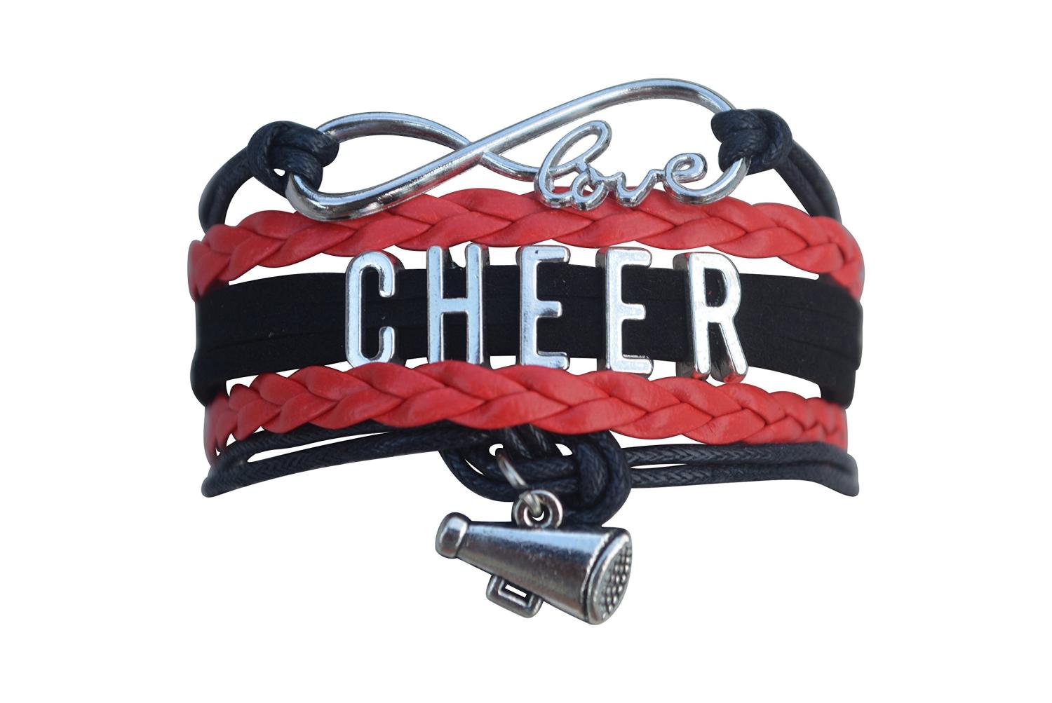 Infinity Love Cheer Charm Bracelet | Adjustable Cheerleading Jewelry in ...