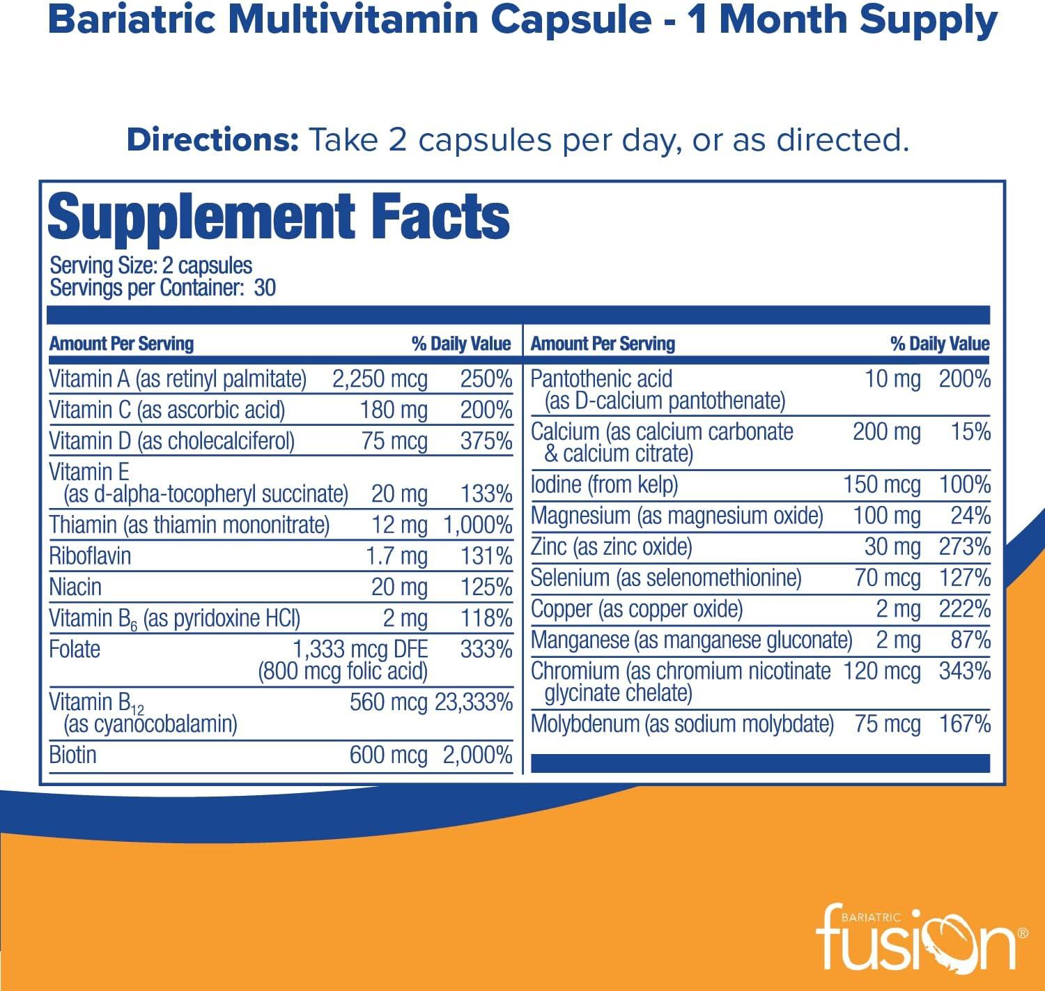 Bariatric Fusion Multivitamin Capsule Without Iron | 60 Count | Post ...
