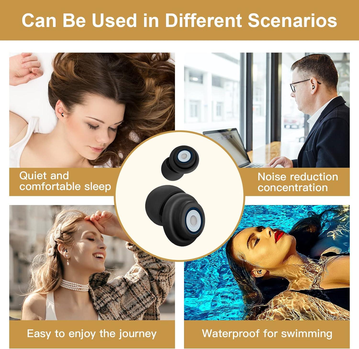 Super Soft Reusable Silicone Ear Plugs for Sleeping - Noise Cancelling ...