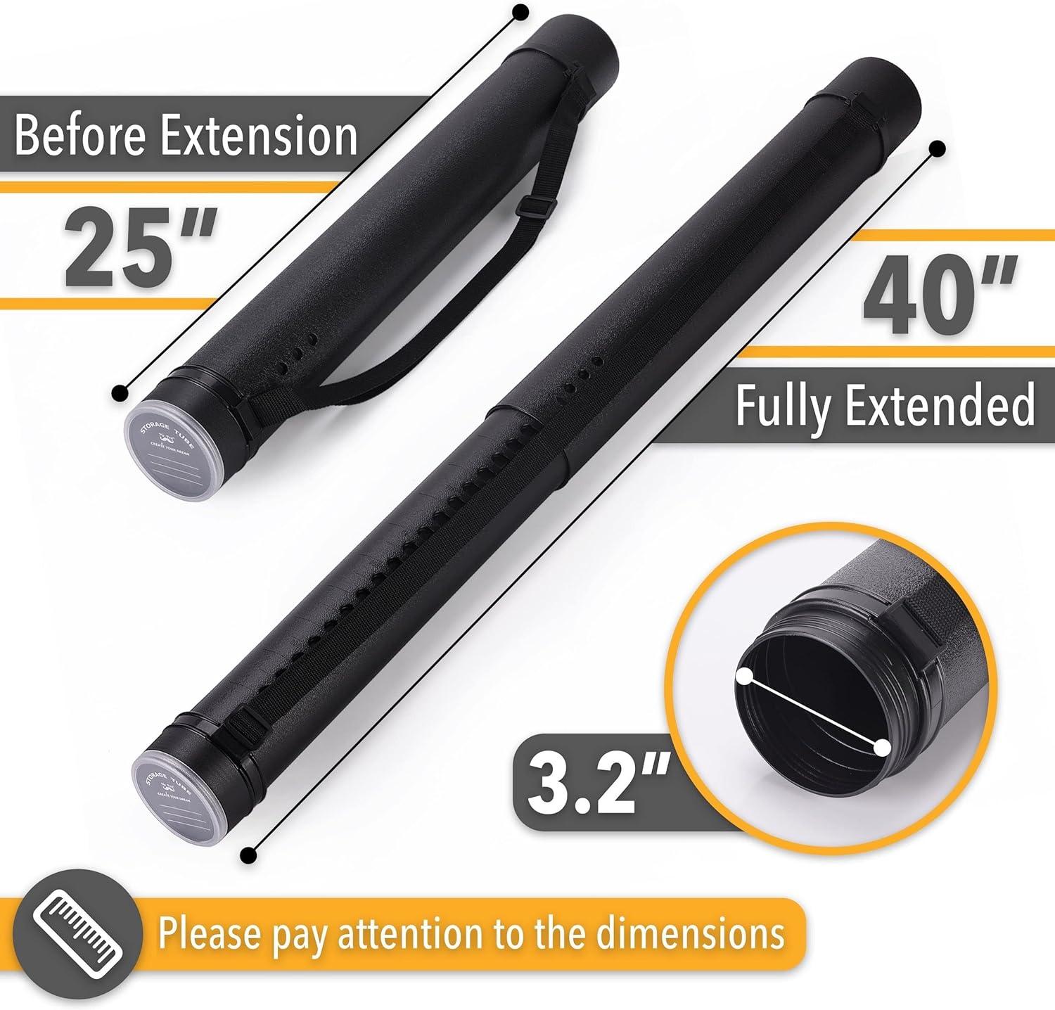 Mr. Pen Black Extendable Poster Tube with Strap - Telescoping Art ...