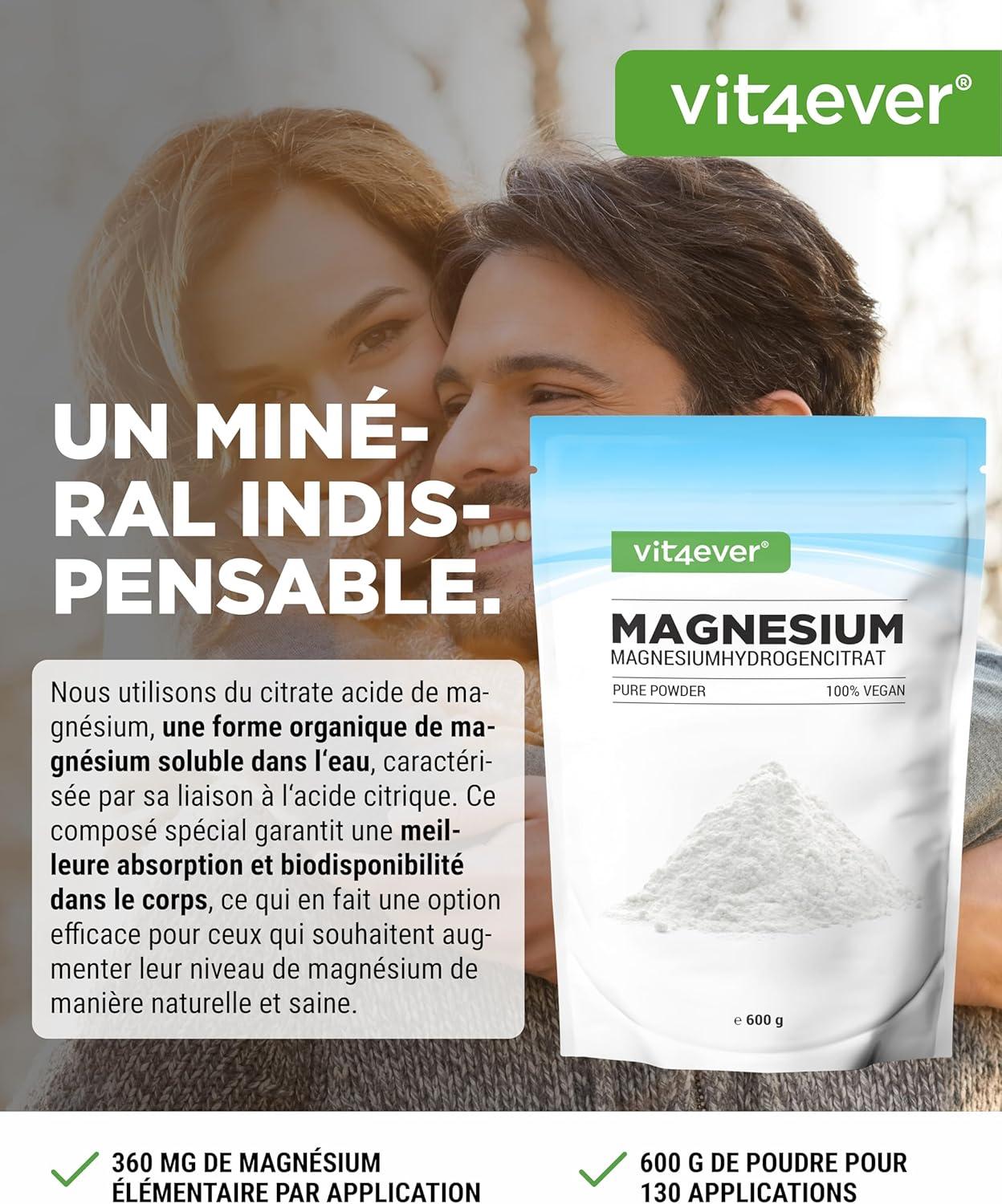 Magnesium Pure - 600g Powder (4.3 Months Supply) - Pure Powder without ...