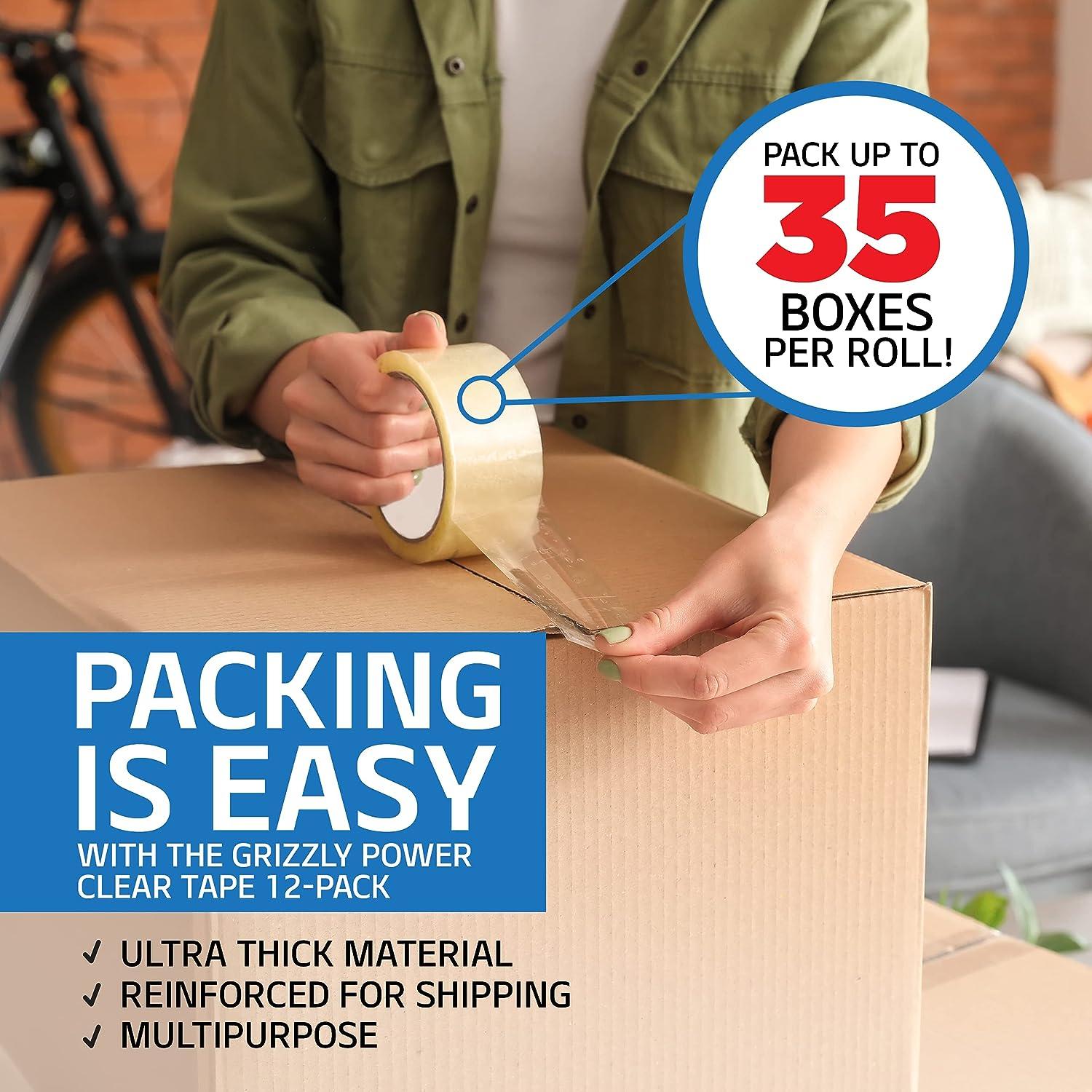 Grizzly Power Clear Packing Tape Refill Rolls - 2x65 Yards, 2.8mil ...