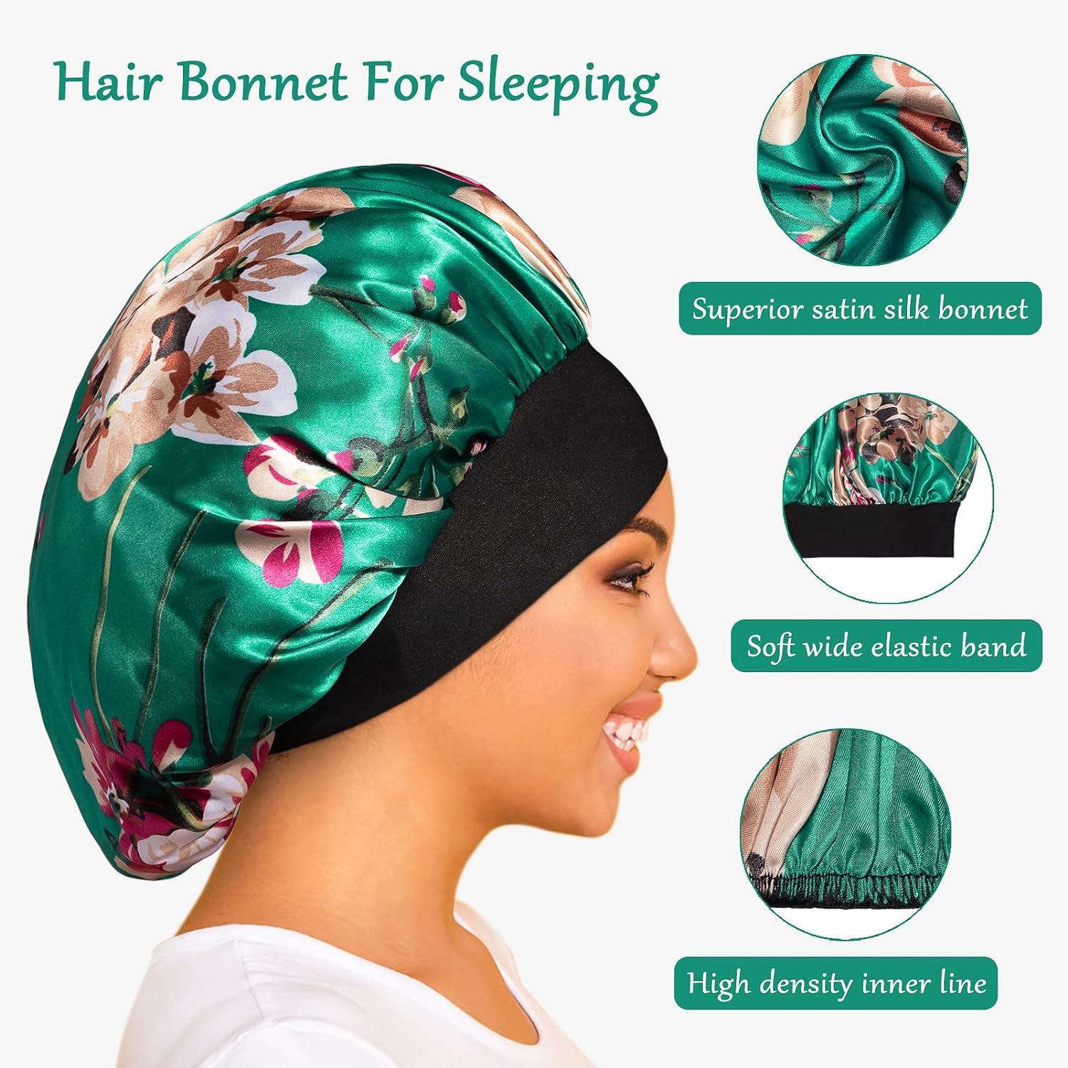 Satin Silk Bonnet for Sleeping - 4 Pack Hair Bonnets for Black Women ...