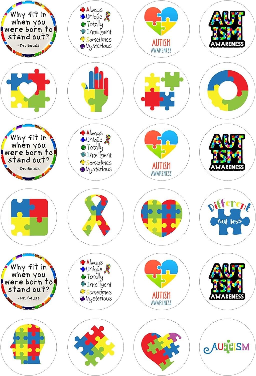 Autism Awareness 24 edible PRE CUT style kids childrens party ...