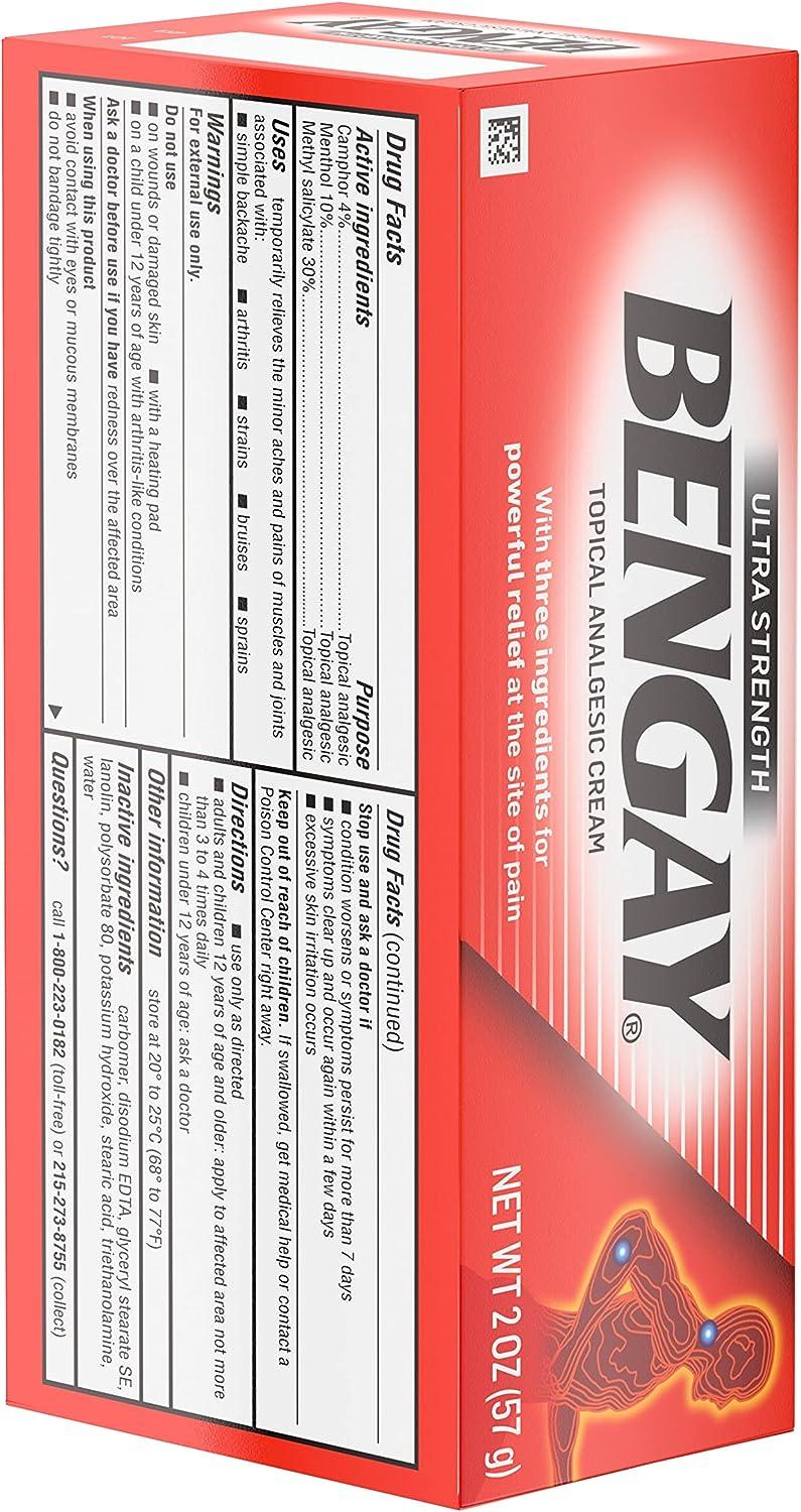 Bengay Ultra Strength Pain Relief Cream 2 oz - Non-Greasy Analgesic for ...