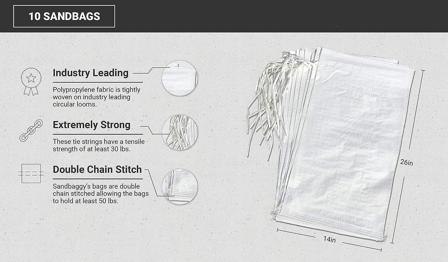 Sandbaggy Sandbags 14 x 26 White | Military Grade | Pack of 10 Bags ...