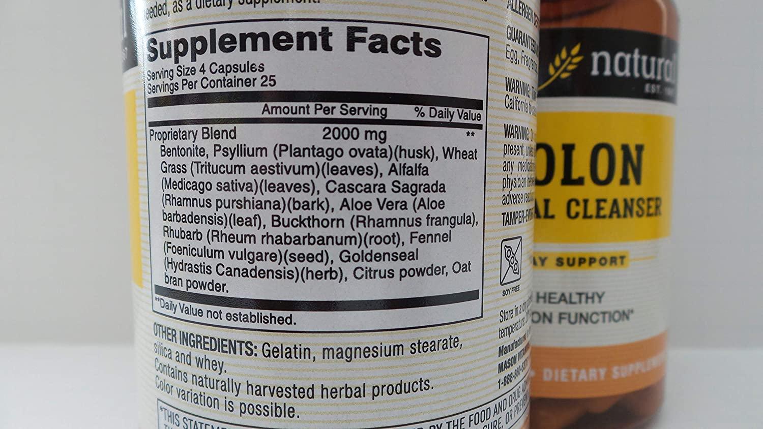 Mason Natural Colon Herbal Cleanser - 100 Capsules for Digestive Health ...